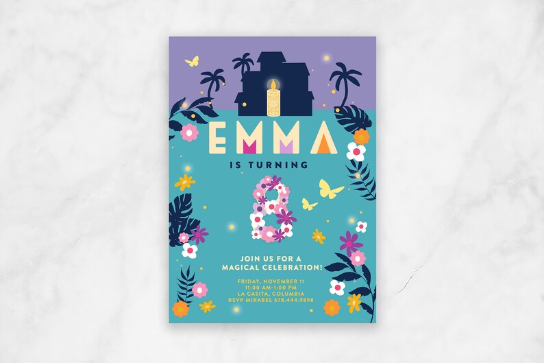 Modern Encanto Birthday Invitation, Floral Encanto Party Invite ...