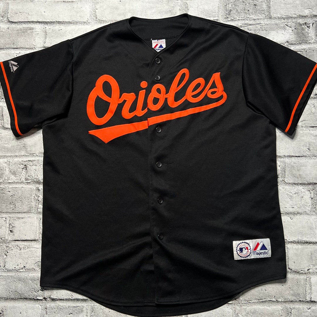 Vintage Baltimore Orioles Jersey Mens Sz L Black Orange Mlb Baseball