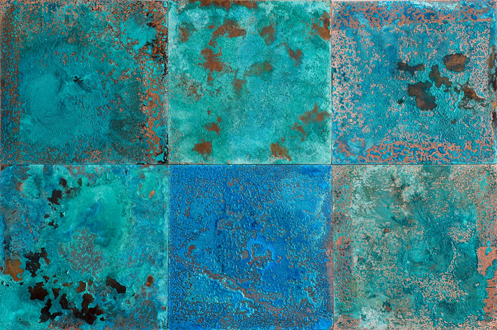 Contemporary Mixed Media Oxidized Copper Panels on Canvas Modern Home ...