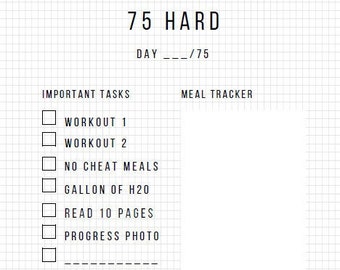 75 Hard Printable Tracker, 75 Hard Printable Planner, 75 Hard Challenge ...