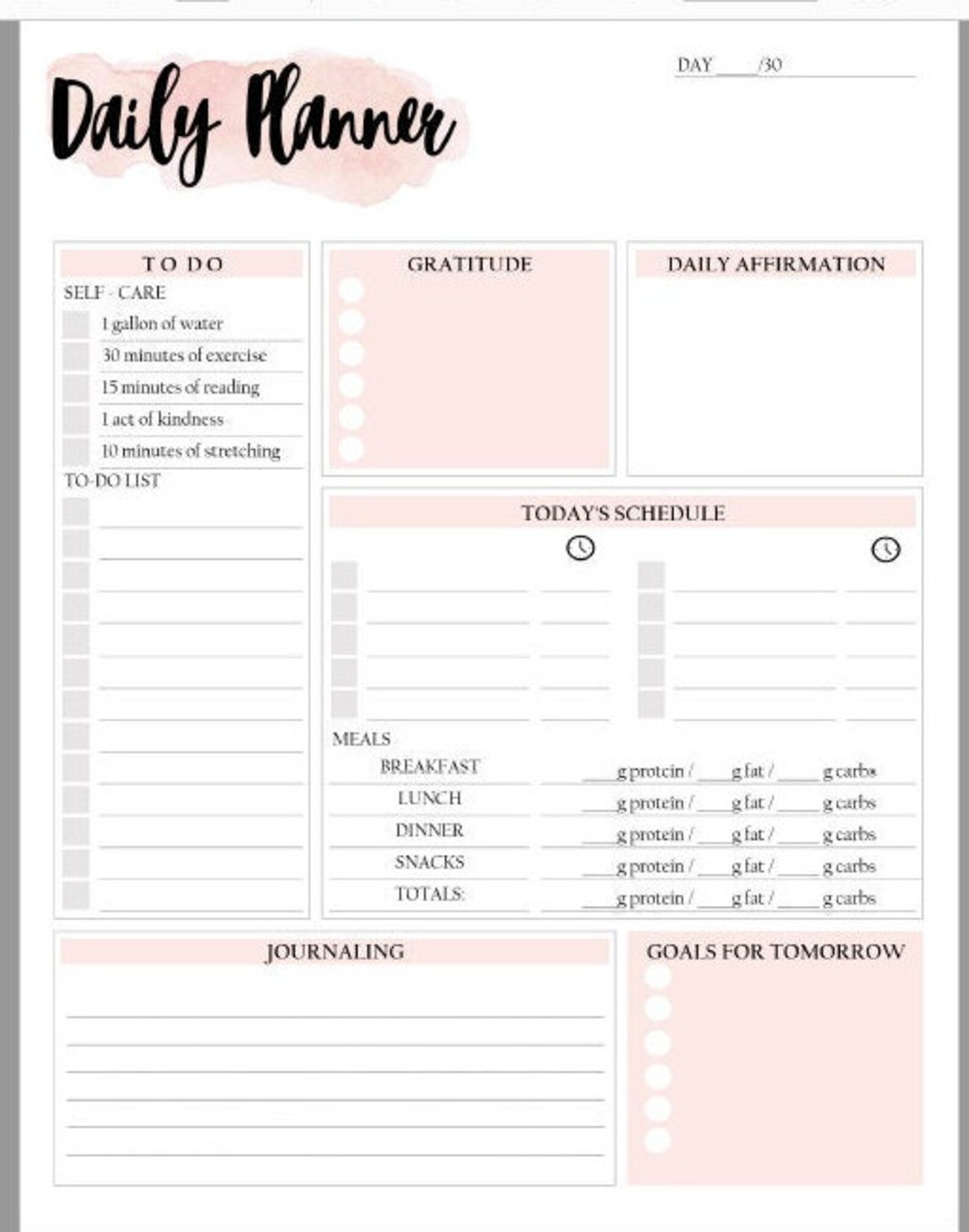 Daily Planner Template - Etsy