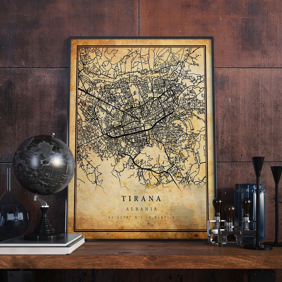 Tirana Vintage Map Poster Wall Art | City Artwork Print | Antique ...
