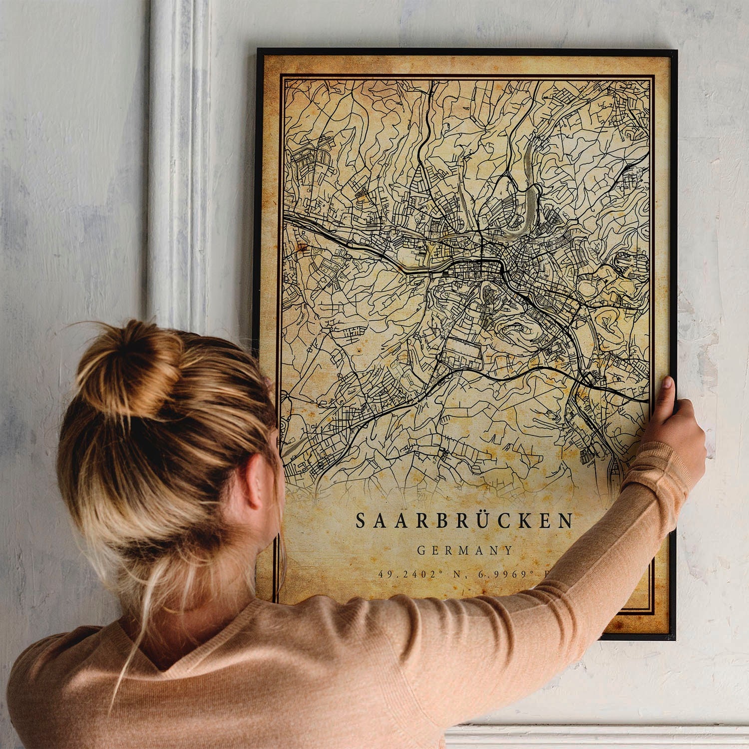 Saarbrücken Vintage Map Poster Wall Art City Artwork Print - Etsy
