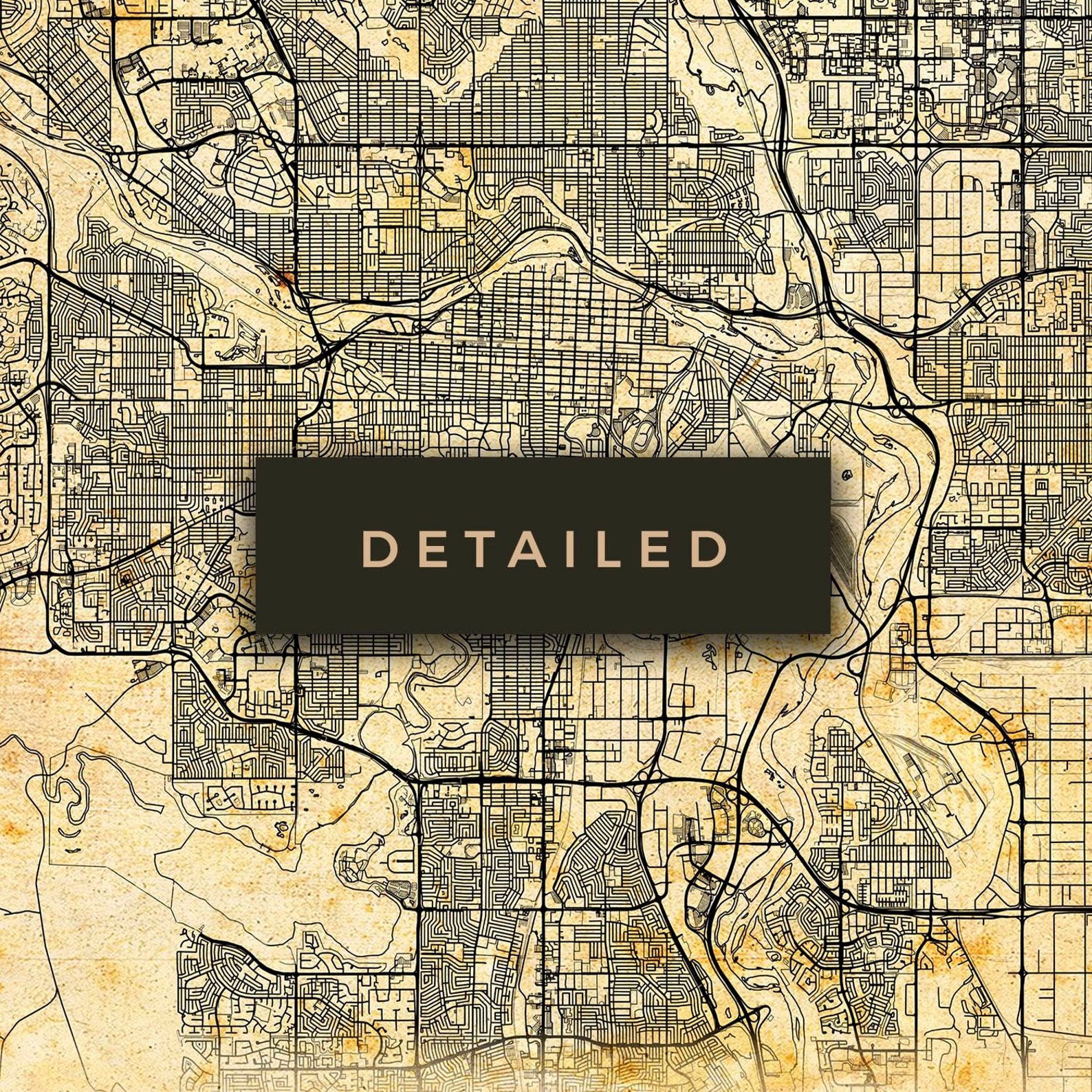 Calgary Vintage Map Poster Wall Art City Artwork Print | Etsy