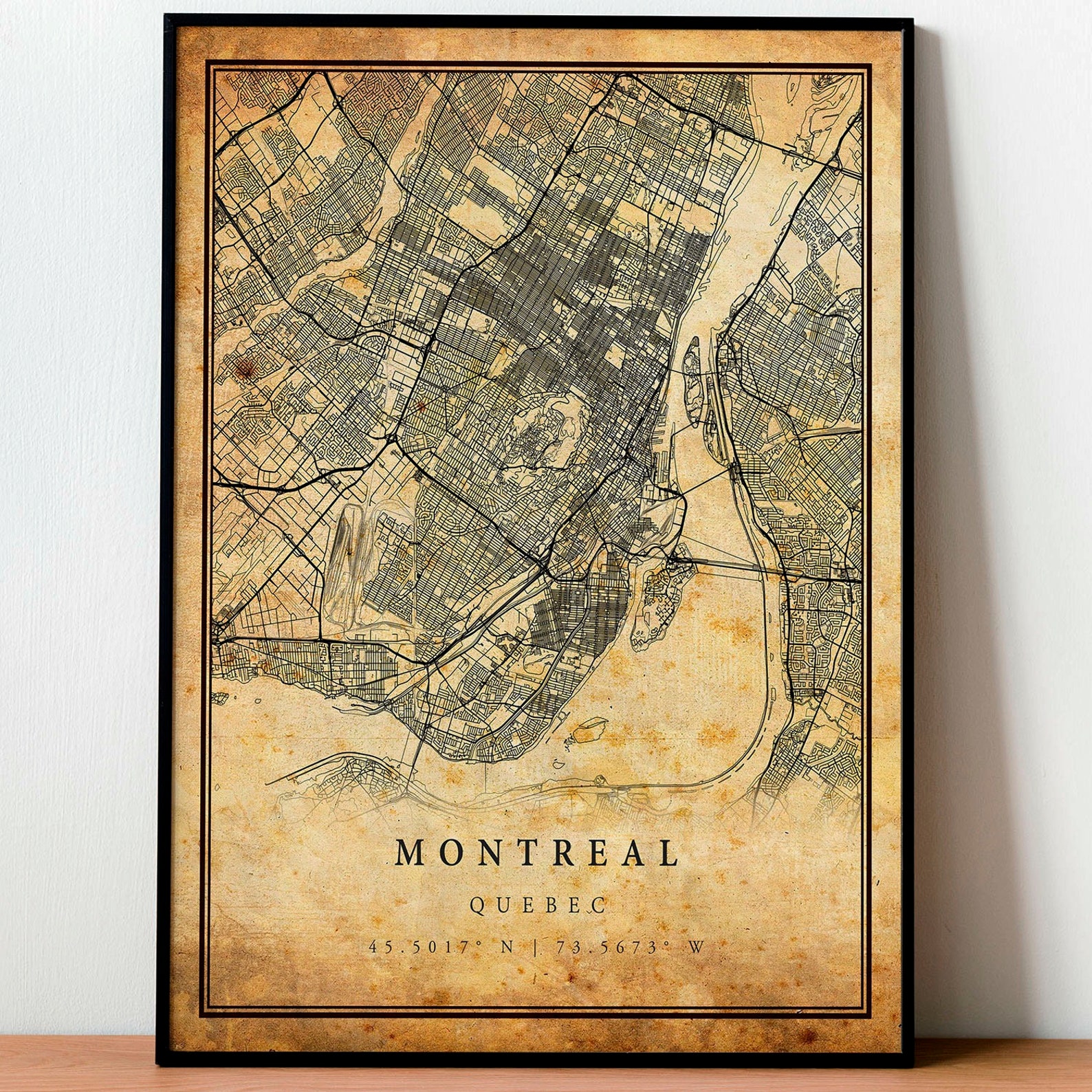 Montreal Vintage Map Poster Wall Art City Artwork Print | Etsy
