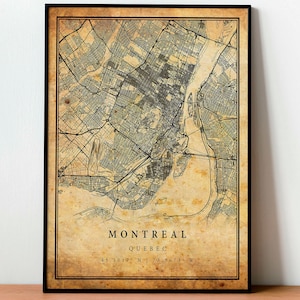 Montreal Vintage Map Poster Wall Art | City Artwork Print | Antique ...