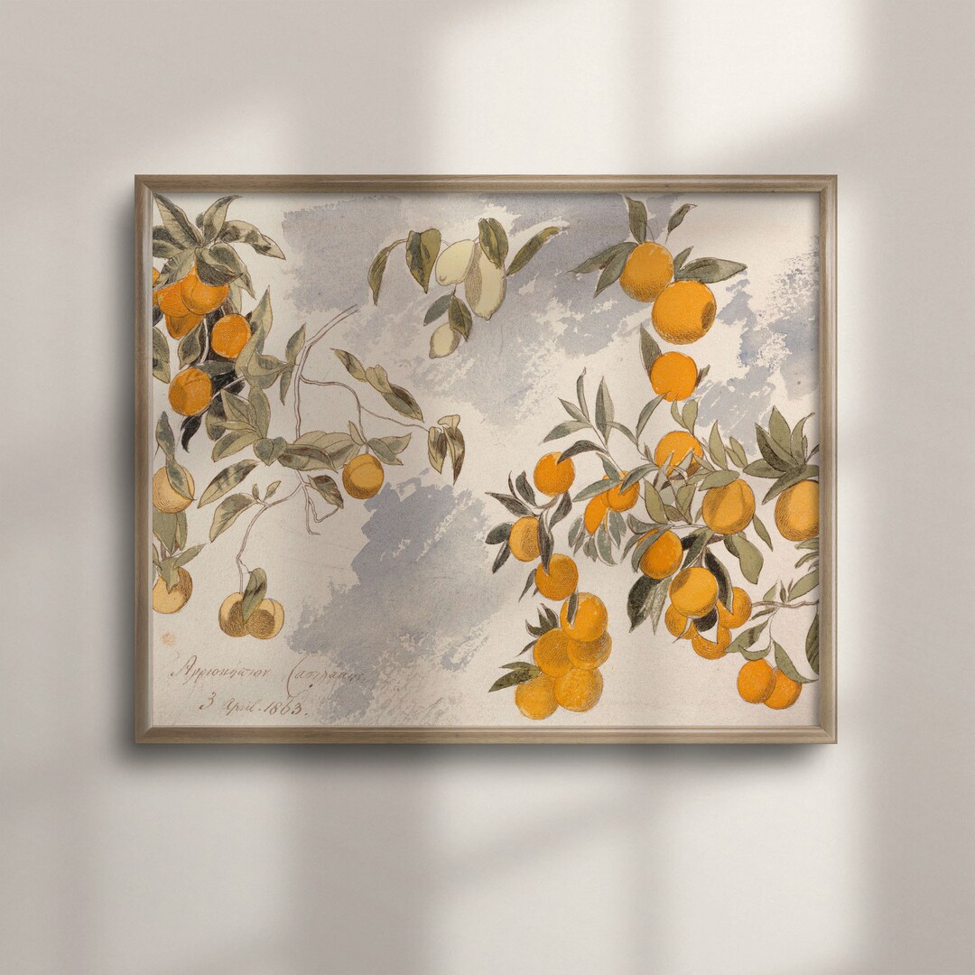 Vintage Farmhouse Fruit Artwork, Watercolor Botanical Print, Large ...