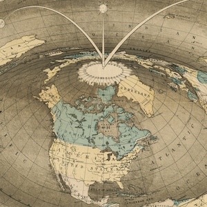 World Map of Square Stationary Flat Earth 1893 Antique Reprint ...