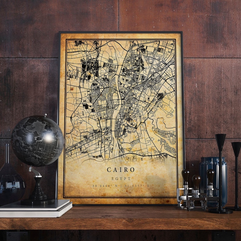Cairo Vintage Map Poster Wall Art City Artwork Print | Etsy