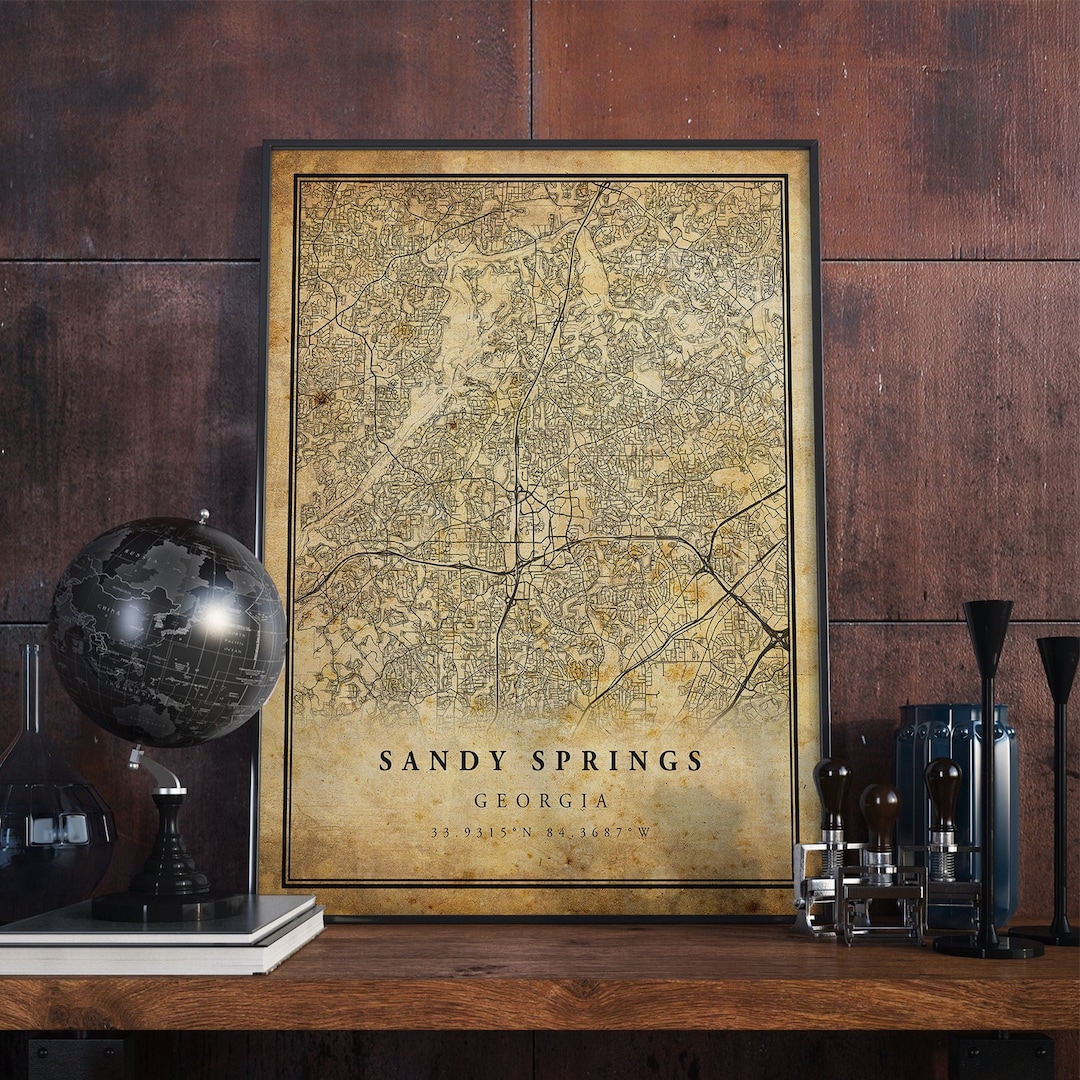 Sandy Springs Georgia Map Art Print: Vintage City Home Decor - Etsy