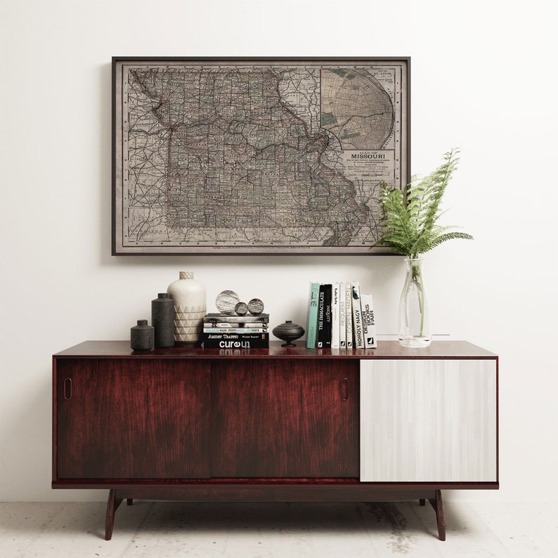 Giant Map of Missouri Rustic Style Travel Map Map Decor 1886 | Etsy