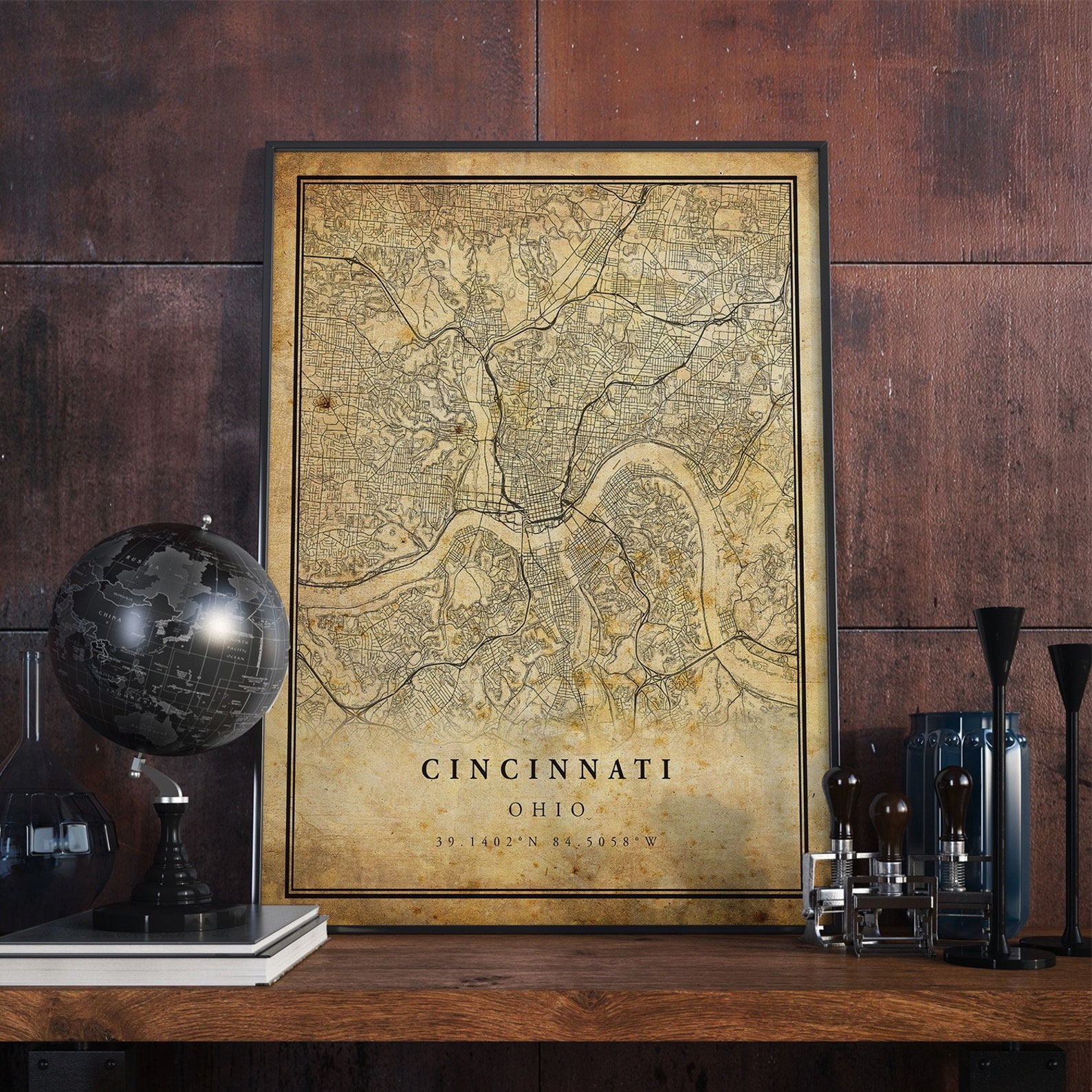 Cincinnati Vintage Map Poster Wall Art City Artwork Print - Etsy