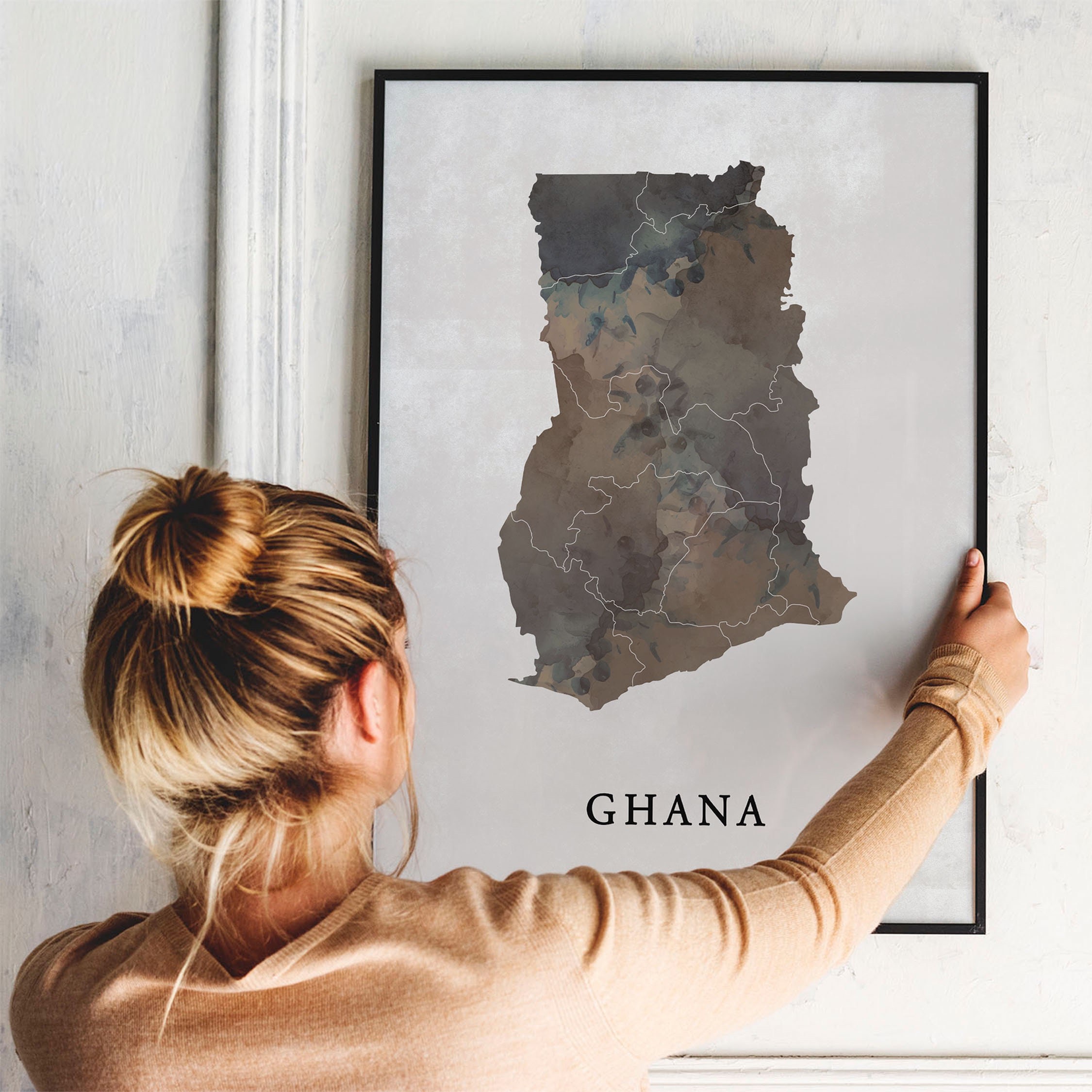Ghana Vintage Style Map Print Ghana Map Poster Gift Ghana | Etsy