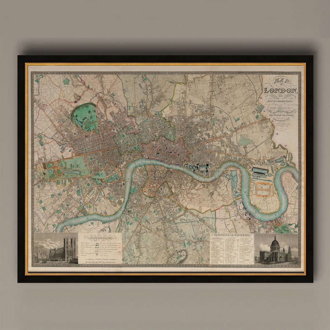 Victorian Old London Map 1830, England, AM35 - Etsy