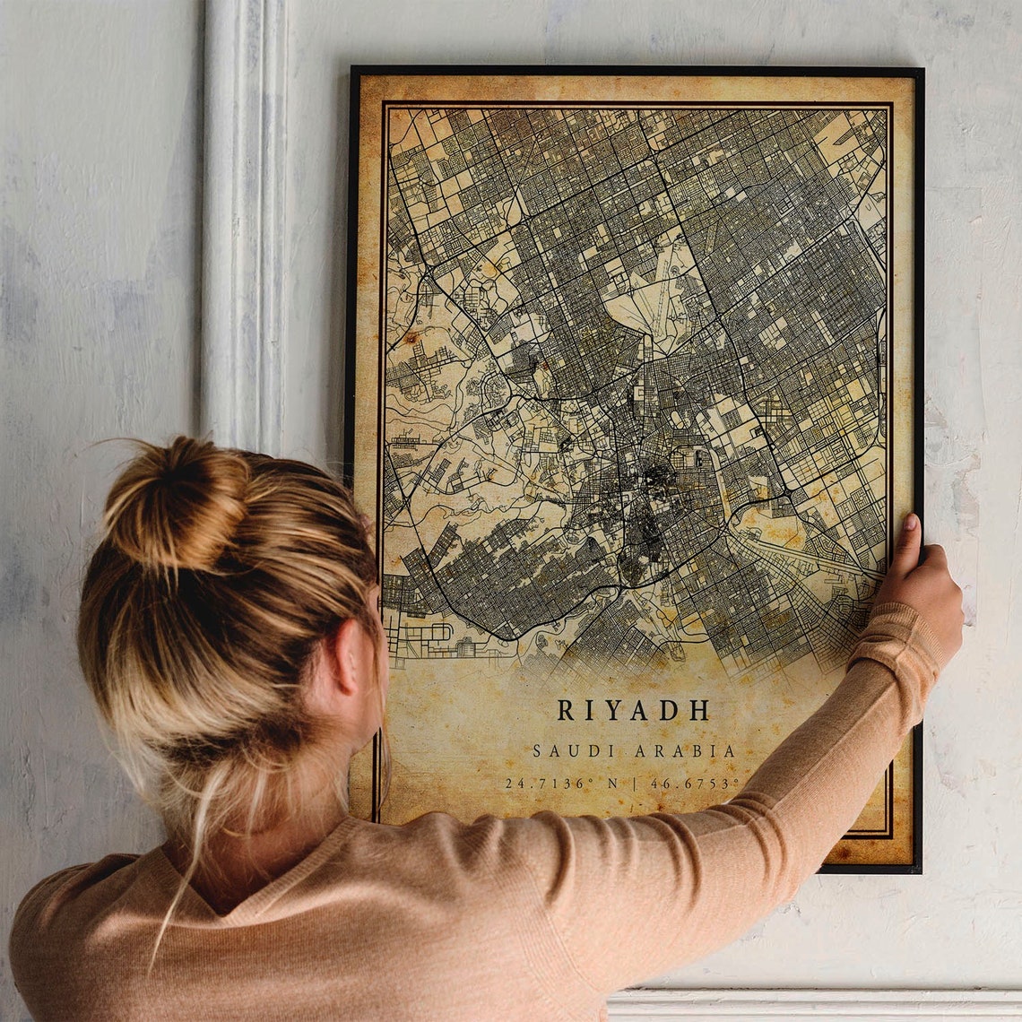 Riyadh Vintage Map Poster Wall Art City Artwork Print | Etsy