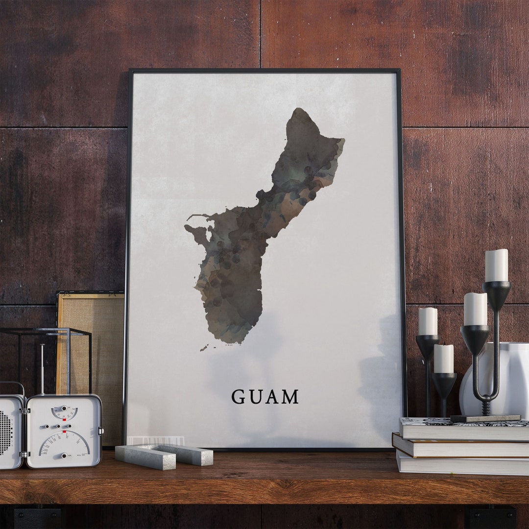 Guam Vintage Style Map Print, Guam Map Poster, Gift, Guam Wall Art ...