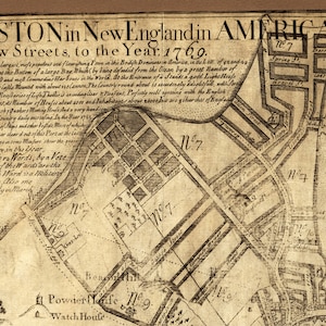 1769 Boston Map Print: Antique Historic Boston Wall Art - Etsy