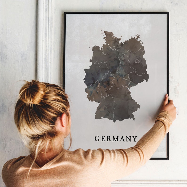 Germany Vintage Style Map Print Germany Map Poster Gift | Etsy