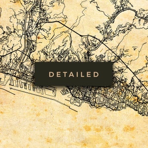 Genova Vintage Map Poster Wall Art | City Artwork Print | Antique ...