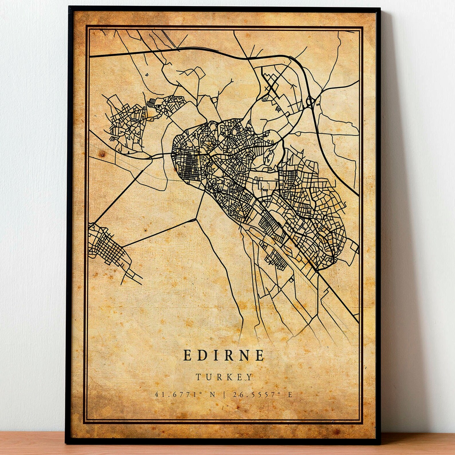 Edirne Vintage Map Poster Wall Art City Artwork Print | Etsy