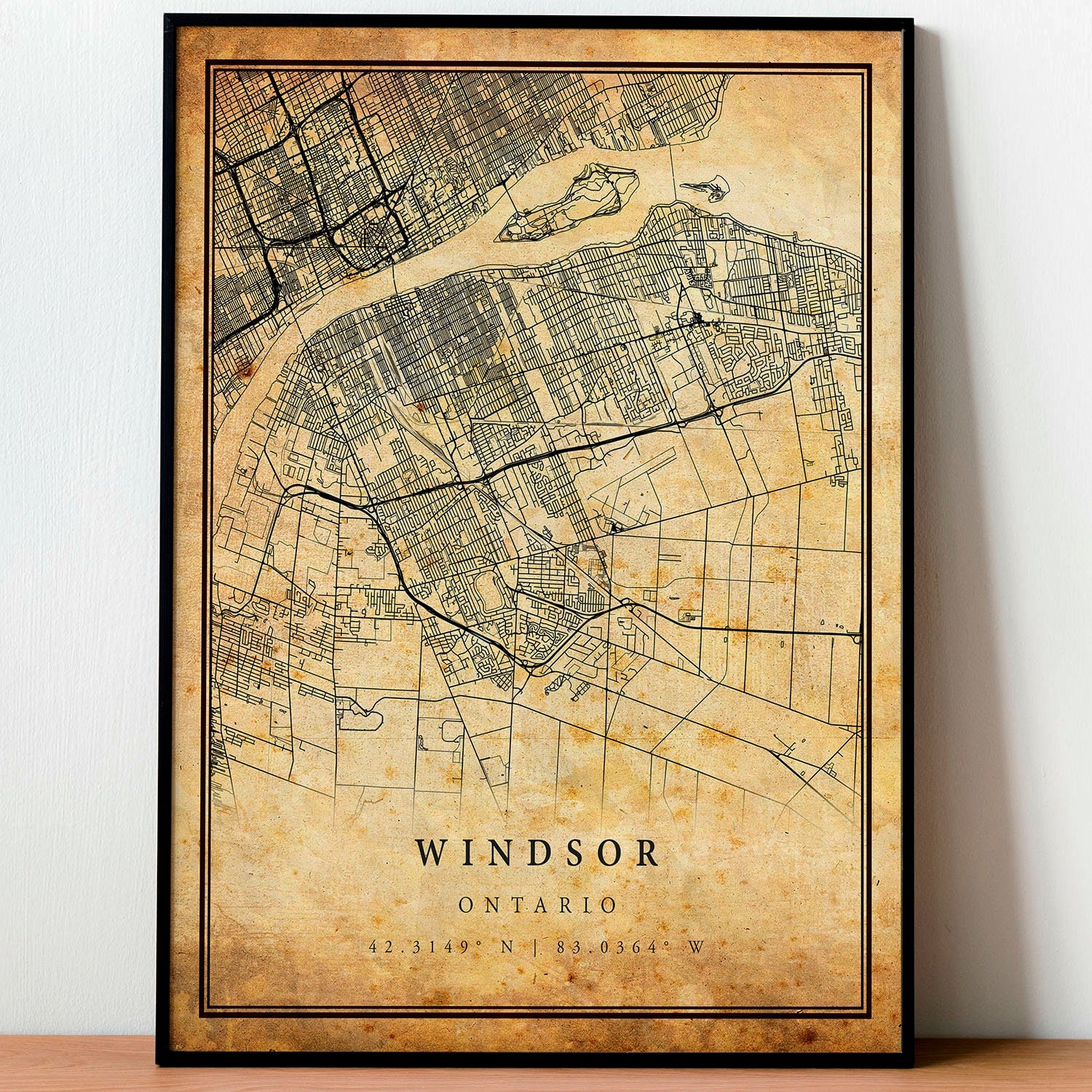 Windsor Ontario Map Art Print: Vintage City Home Decor - Etsy