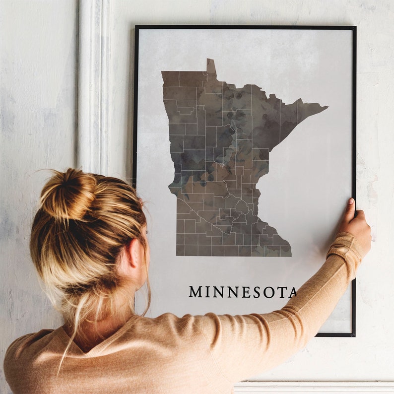 Minnesota Vintage Style Map Print Minnesota Map Poster Gift | Etsy