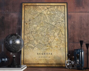 Augusta Vintage Map Print Augusta Map Georgia Map Art - Etsy