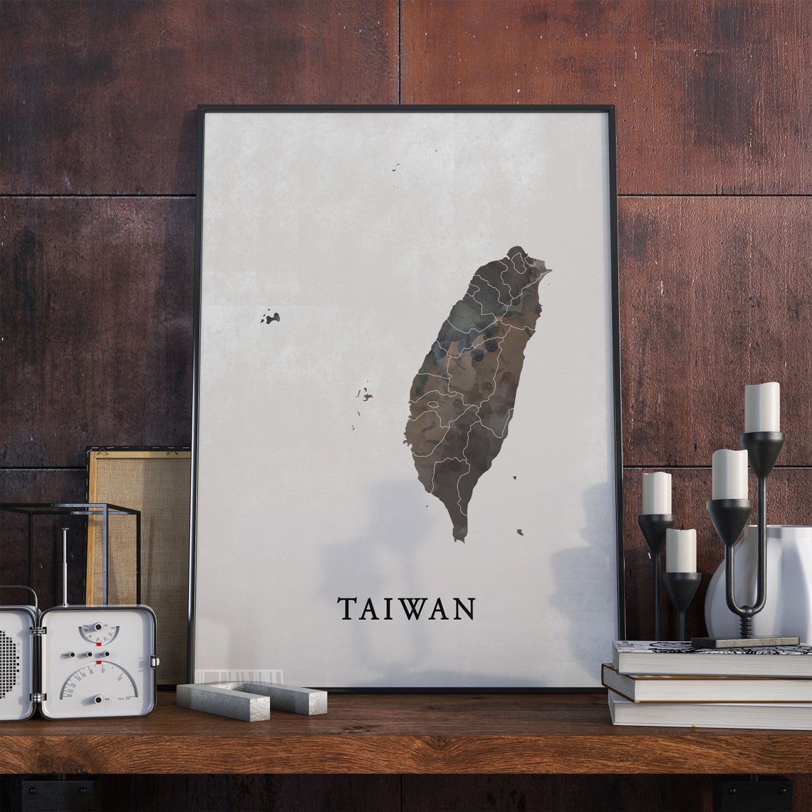 Taiwan Vintage Style Map Print Taiwan Map Poster Gift - Etsy