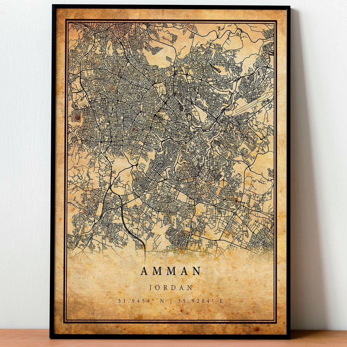 Amman Vintage Map Poster Wall Art City Artwork Print - Etsy