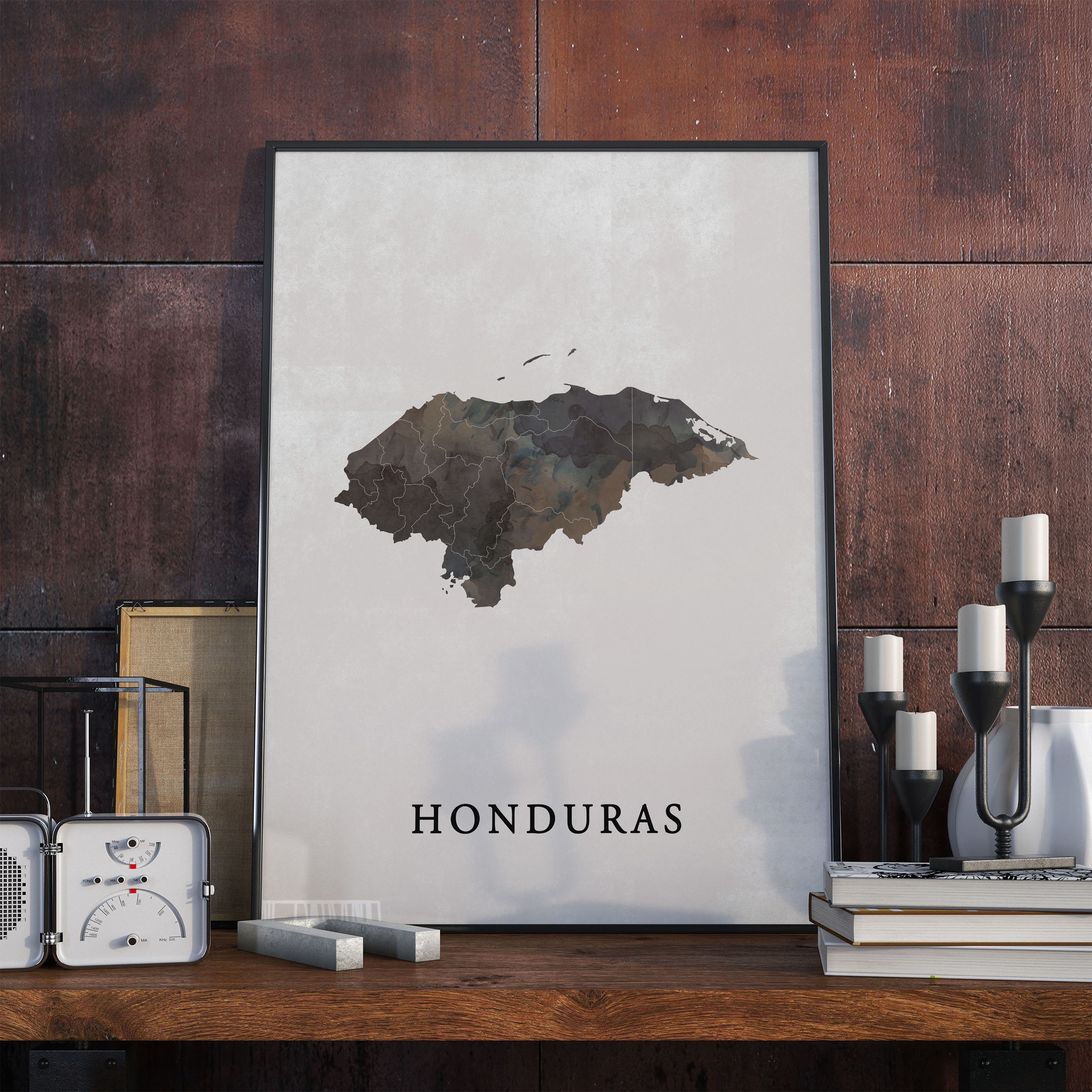 Honduras vintage style map print Honduras map poster gift | Etsy