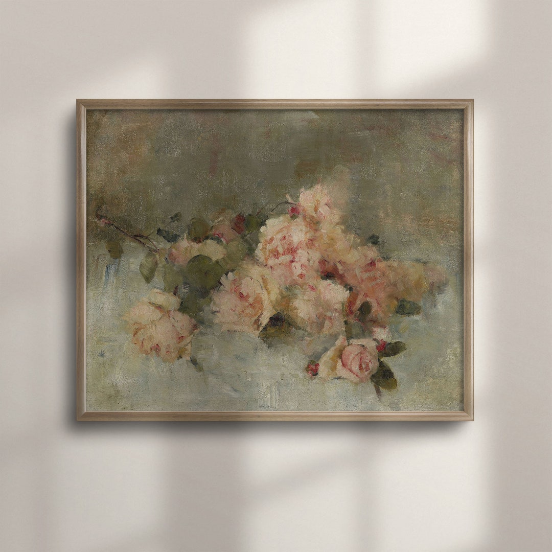 Victorian Rose Art, Antique Floral Painting, Romantic Wall Decor ...