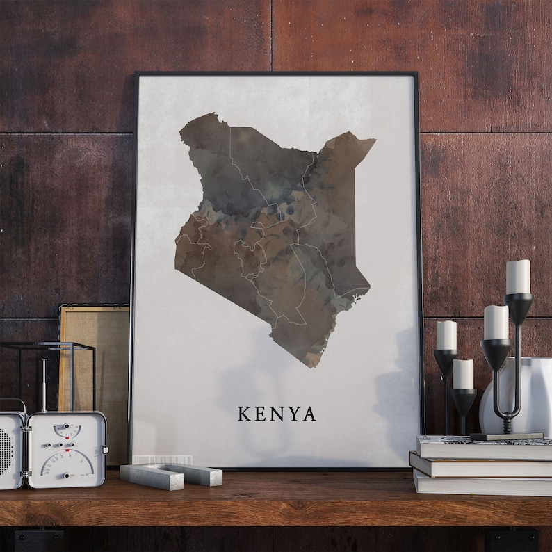 Kenya Vintage Style Map Print Kenya Map Poster Gift Kenya | Etsy