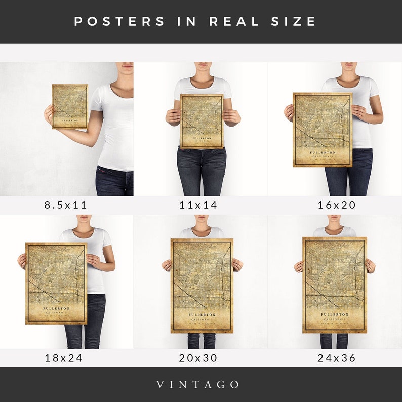 Fullerton Vintage Map Poster Wall Art City Artwork Print - Etsy