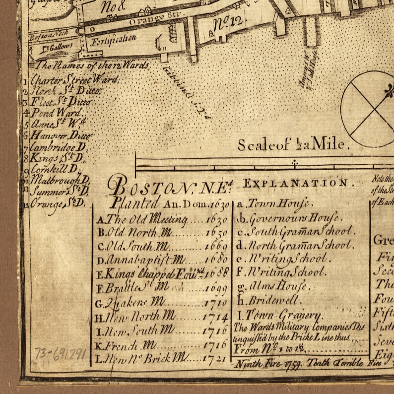1769 Boston Map Print: Antique Historic Boston Wall Art - Etsy