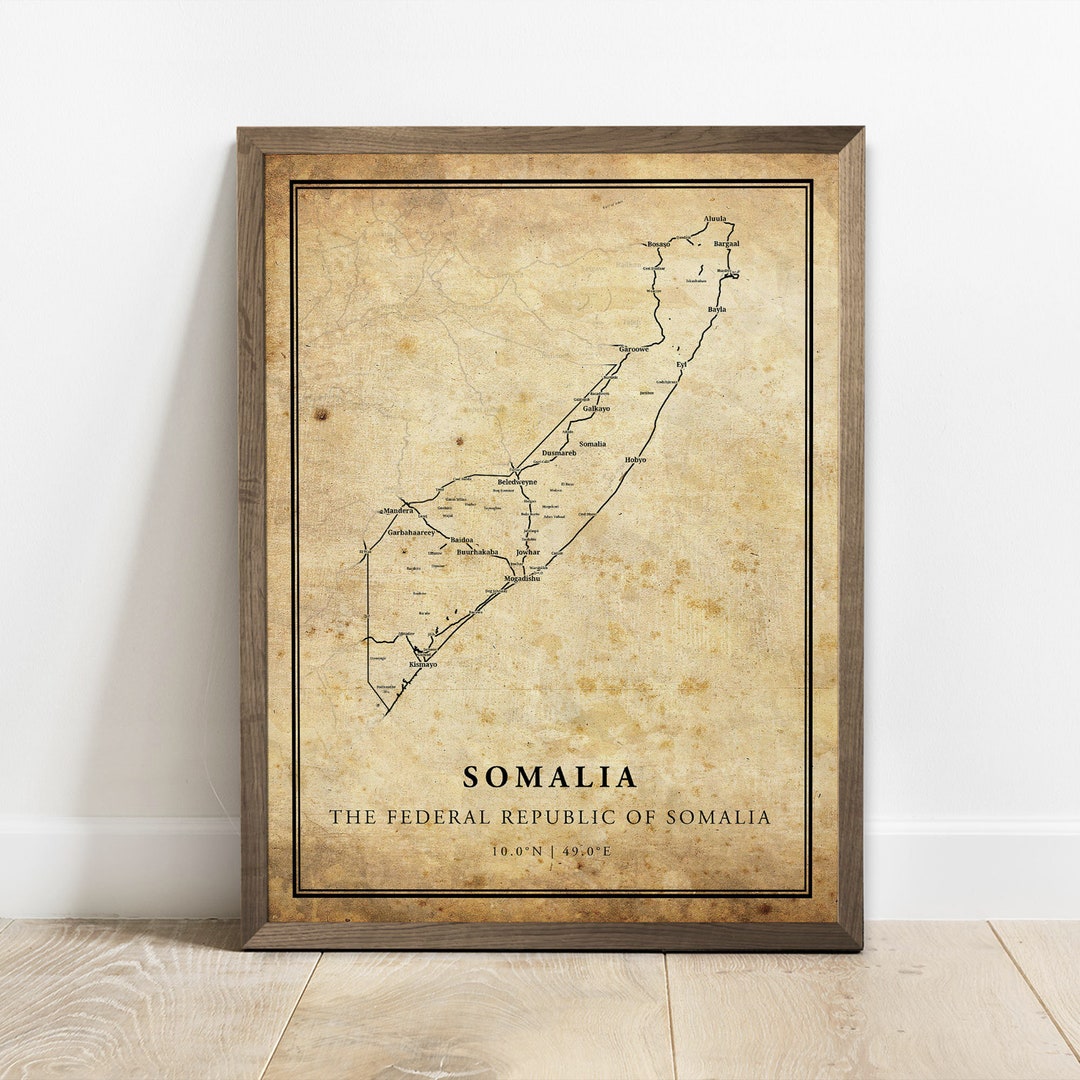 Vintage Somalia Map Print: Country Road Wall Art - Etsy UK