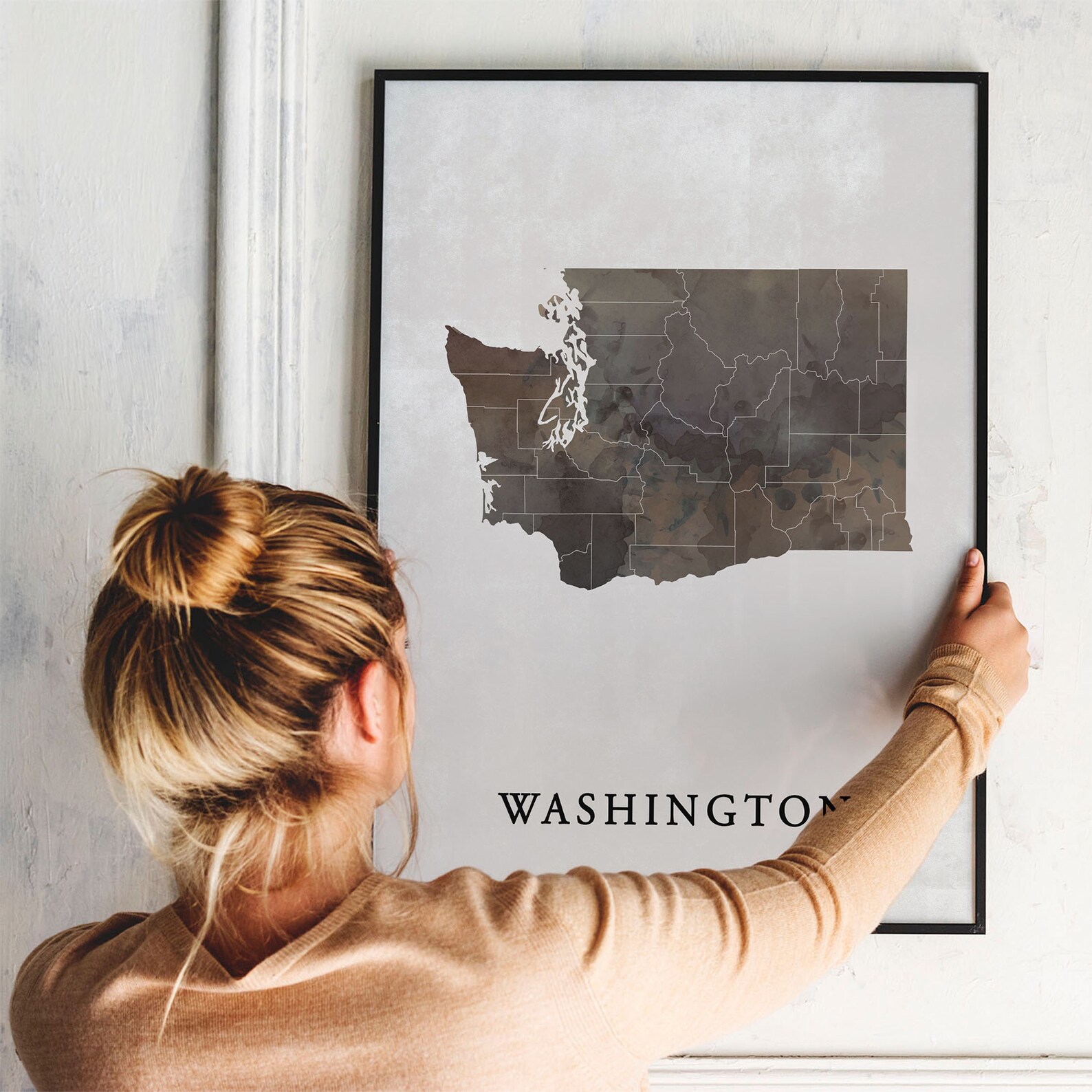 Washington Vintage Style Map Print Washington Map Poster | Etsy