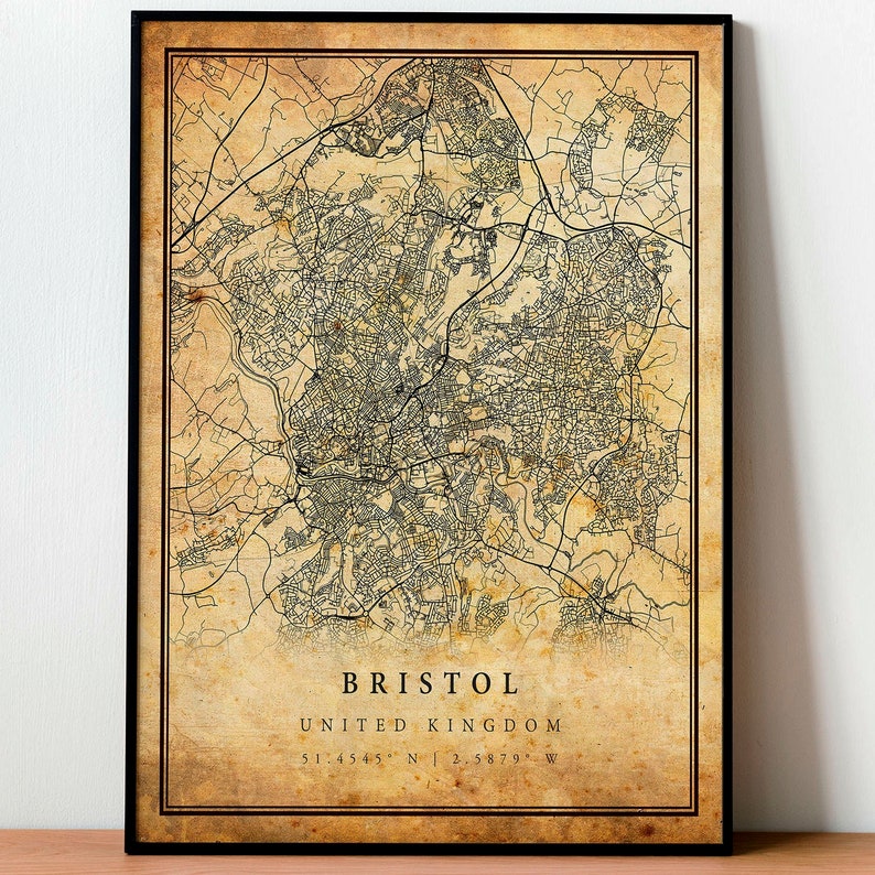 Bristol Vintage Map Poster Wall Art City Artwork Print - Etsy
