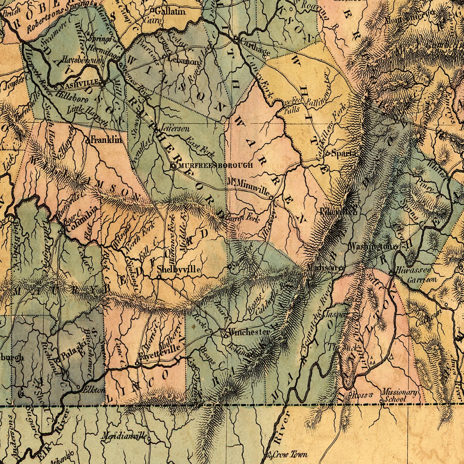 Map of Tennessee, 1826. Restoration Hardware Home Deco Style Old Wall ...