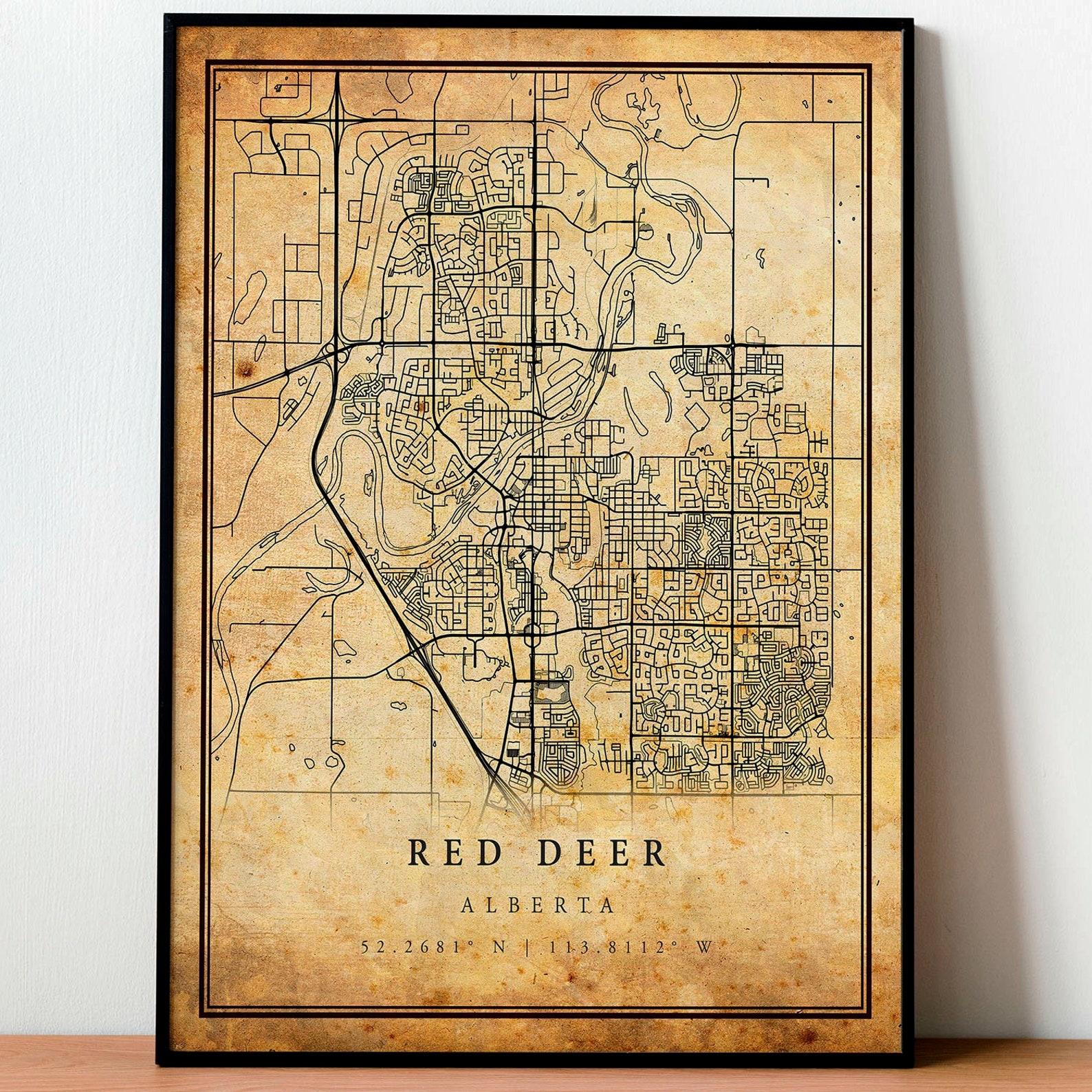 Red Deer Vintage Map Poster Wall Art City Artwork Print | Etsy