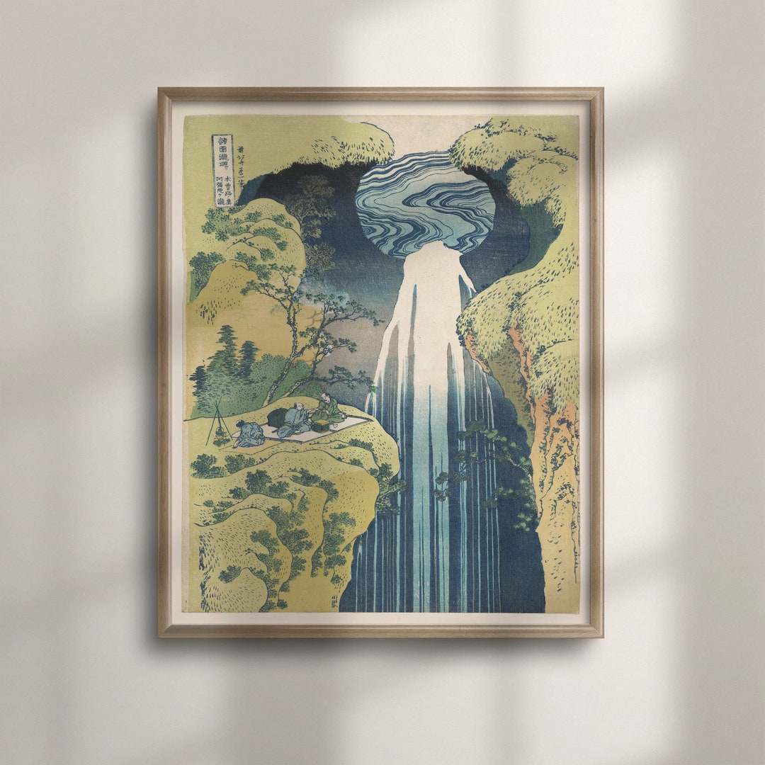 Hokusai Print, 1832 Amida Waterfall on Kisokaido Road, Japanese Wall ...