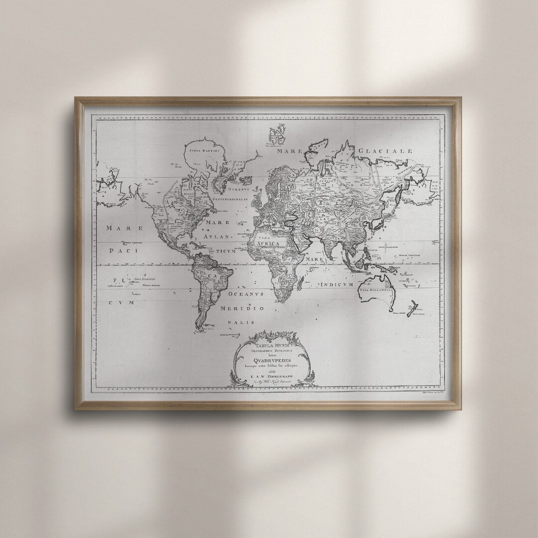 Antique Classroom Decor, Vintage World Map Wall Art, Educational Poster ...