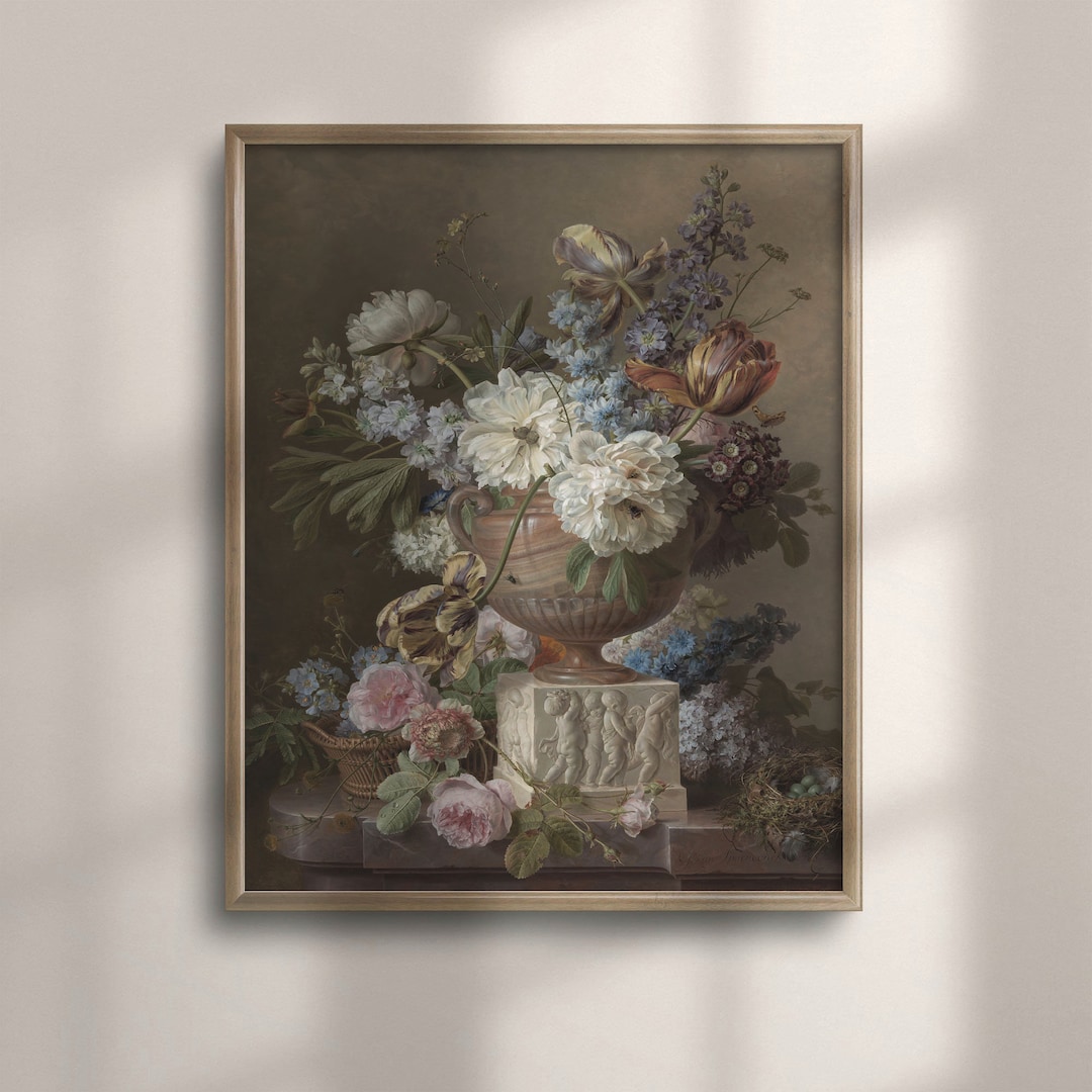 Antique Floral Wall Decor, 17th Century Renaissance Art, Vintage Flower ...