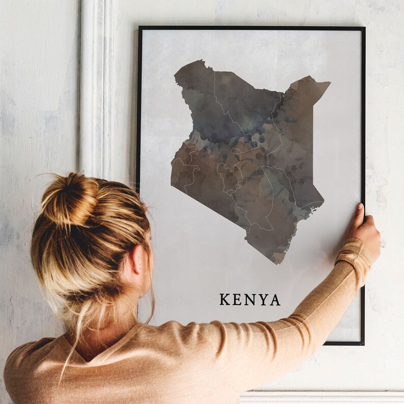 Kenya Vintage Style Map Print Kenya Map Poster Gift Kenya | Etsy