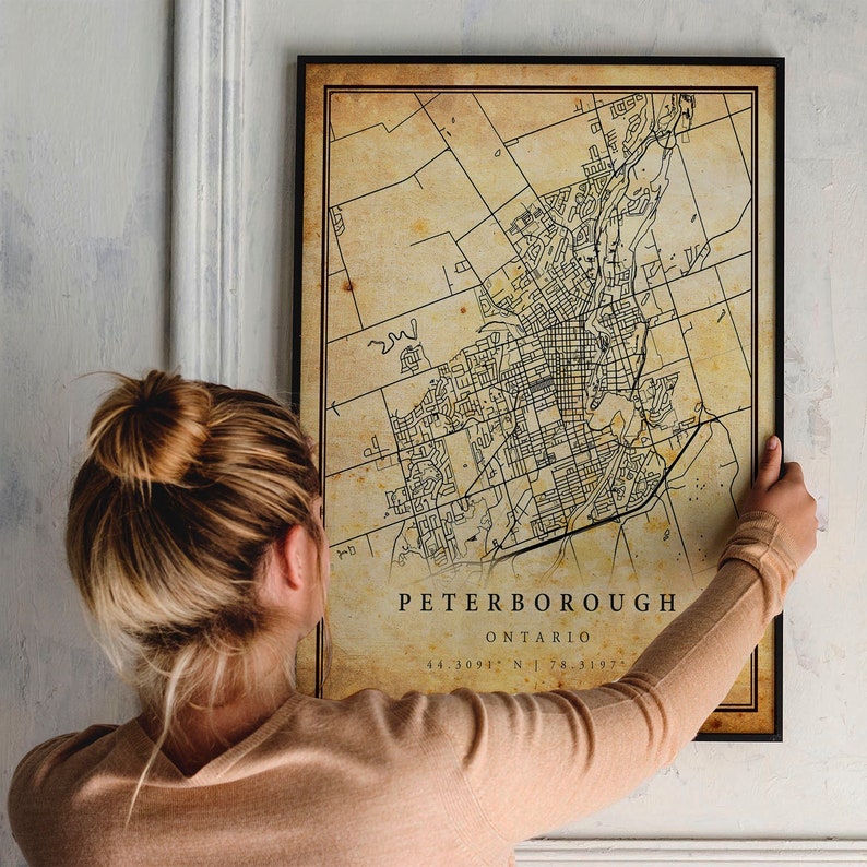 Peterborough Vintage Map Poster Wall Art City Artwork Print - Etsy