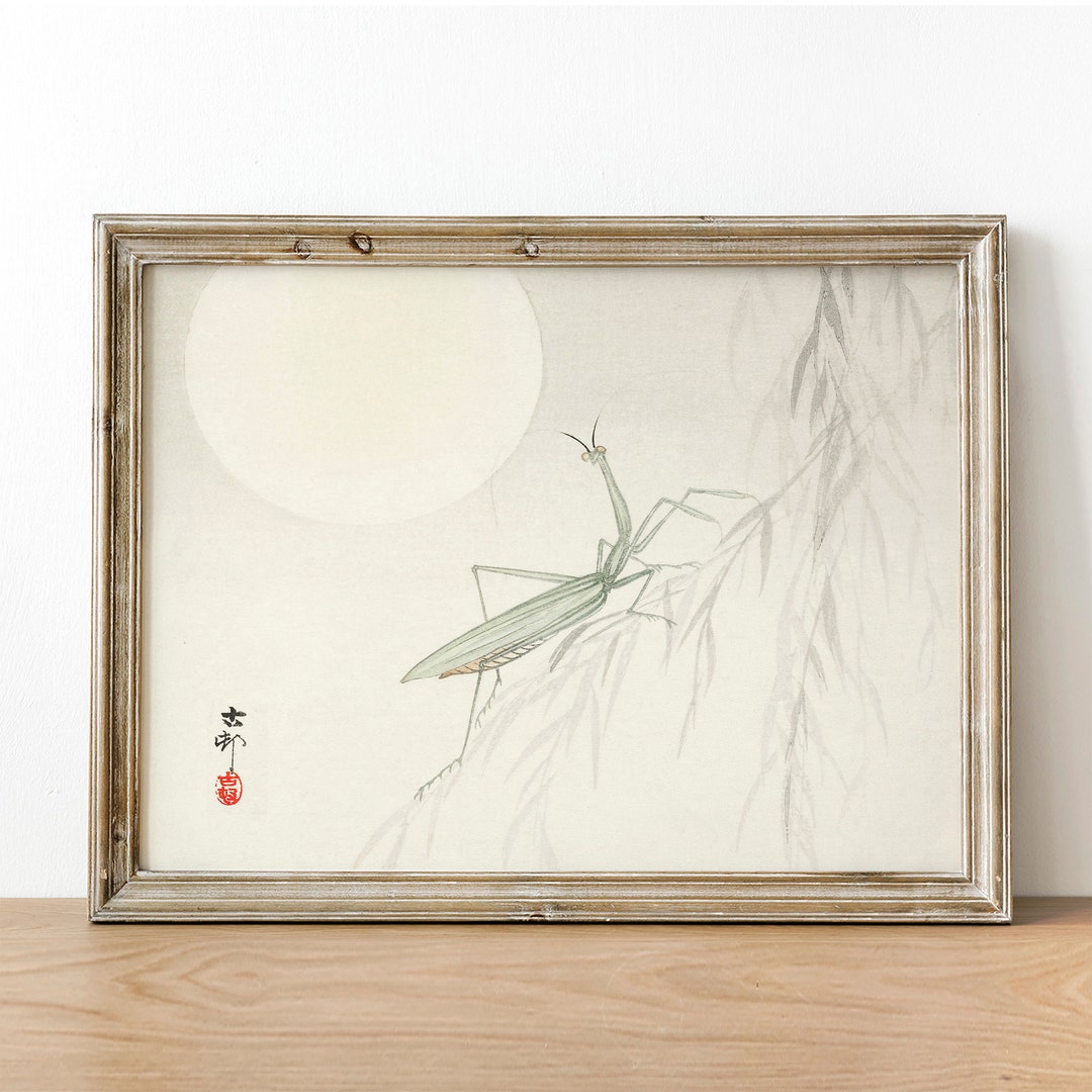 Praying Mantis Print: Vintage Japanese Art Reproduction - Etsy