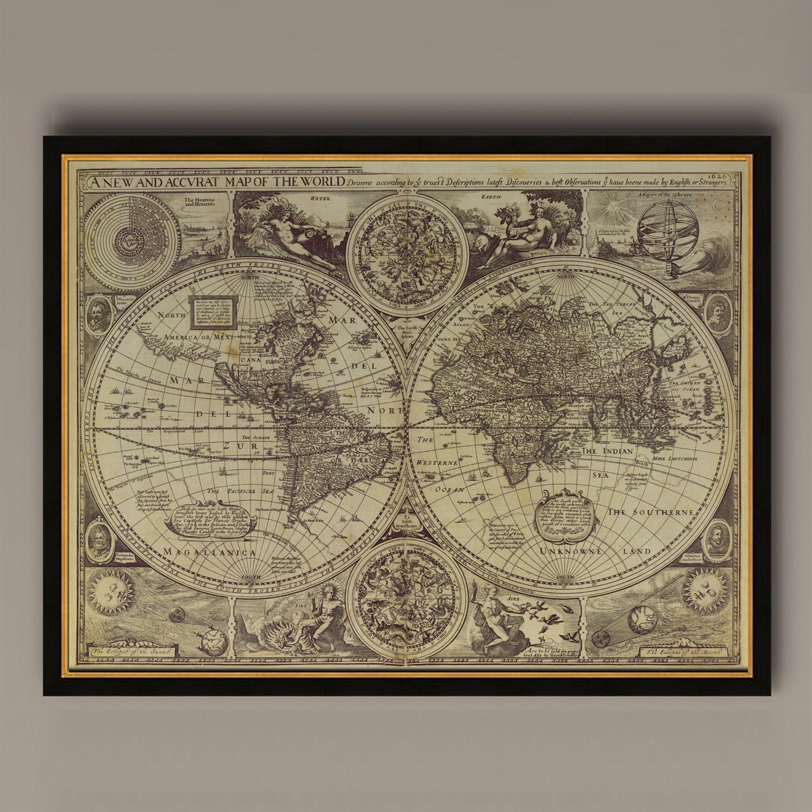 Historic Old World Map Vintage Map 1626 Old Antique | Etsy