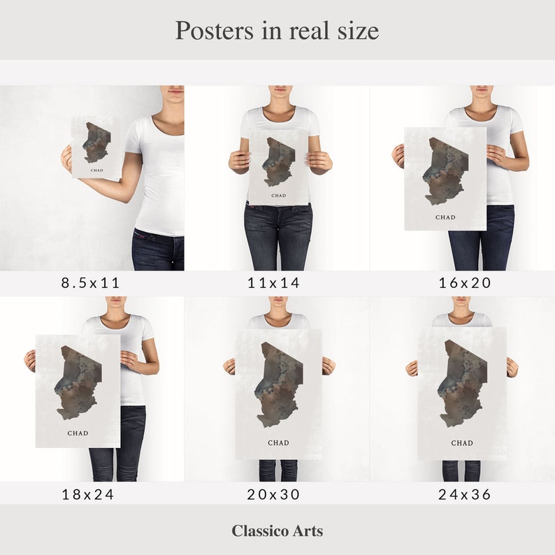 Chad Vintage Style Map Print Chad Map Poster Gift Chad Wall - Etsy