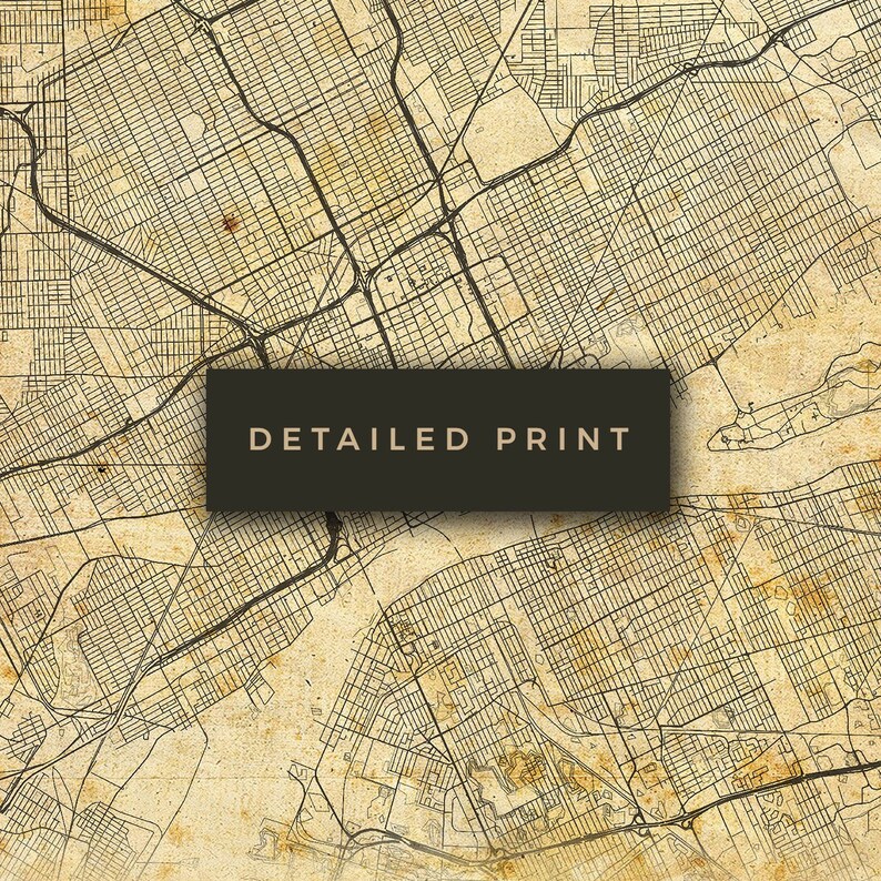 Detroit Vintage Map Poster Wall Art City Artwork Print - Etsy