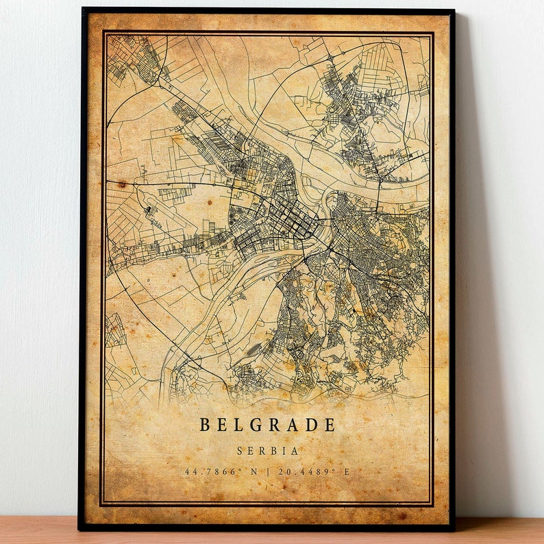 Belgrade Vintage Map Poster Wall Art City Artwork Print - Etsy