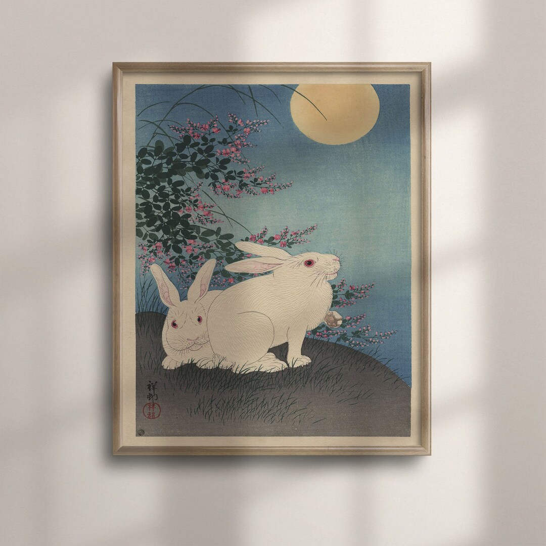 Ohara Koson Ukiyo-e Art, Japanese Wall Decor, Edo Period Rabbit Poster ...